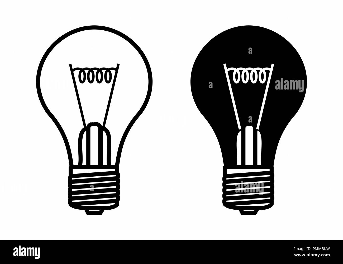 Icons of lamps. Black outline illustration on white background Stock ...