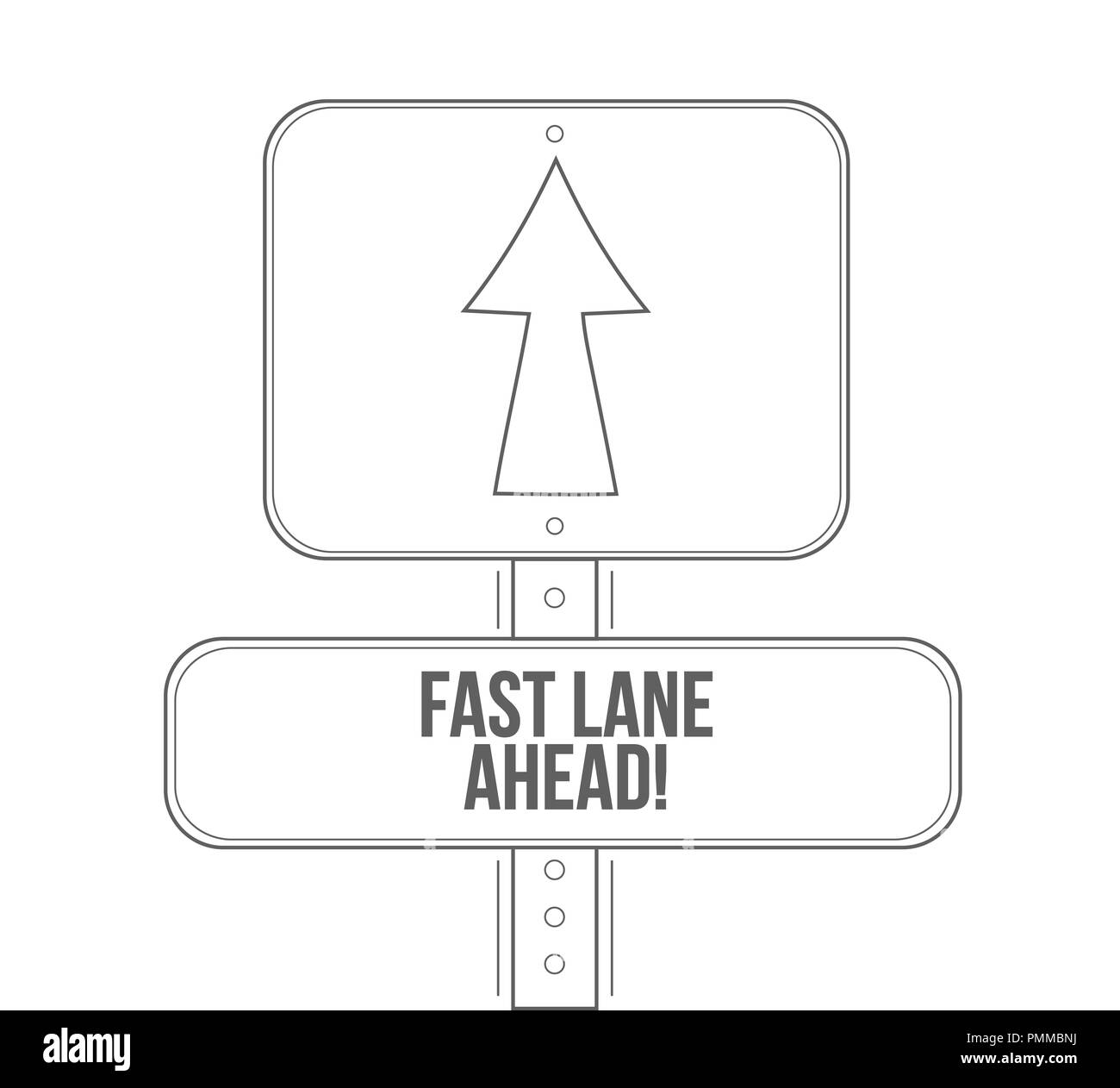 Fast lane ahead line street sign isolated over a white background Stock ...