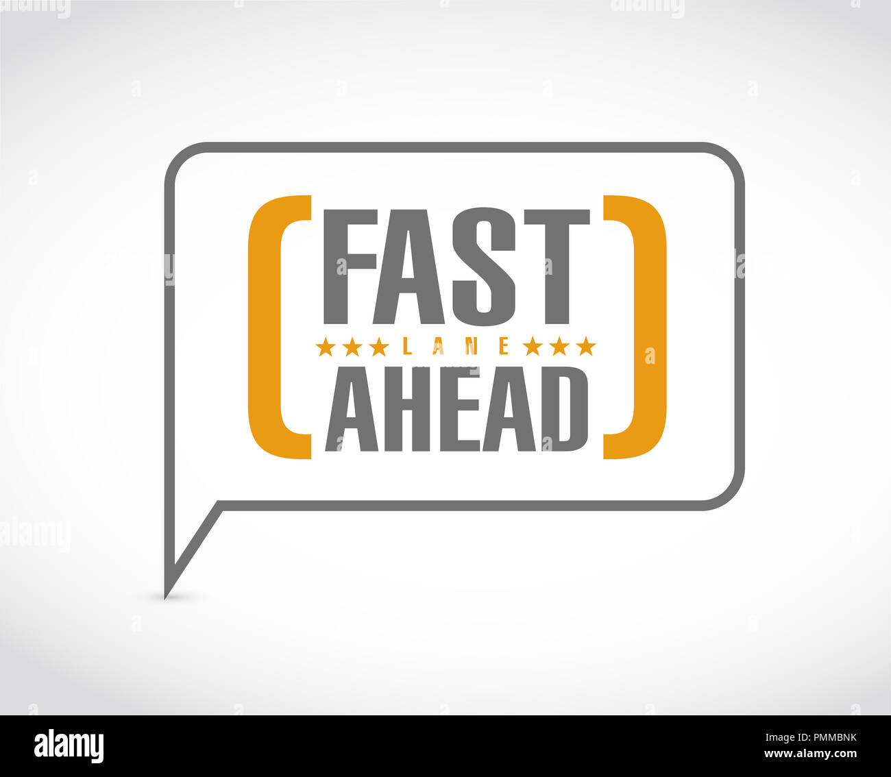 Fast lane ahead message bubble isolated over a white background Stock ...