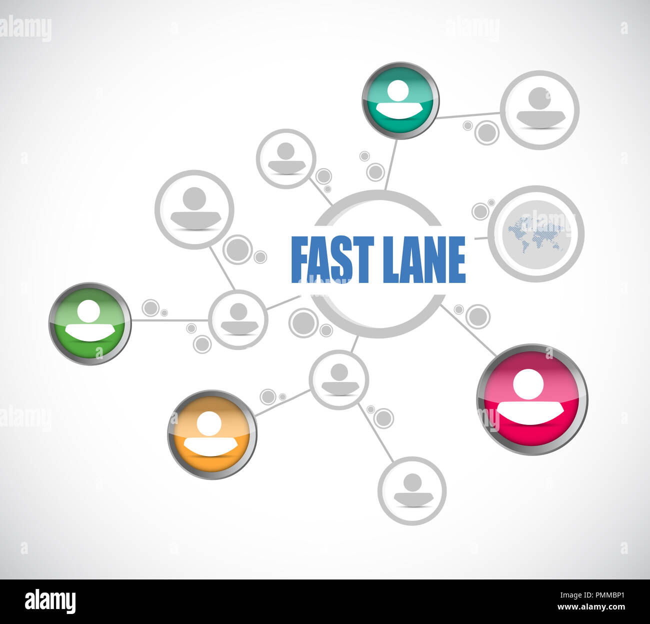 Fast lane Network diagram concept illustration isolated over a white ...