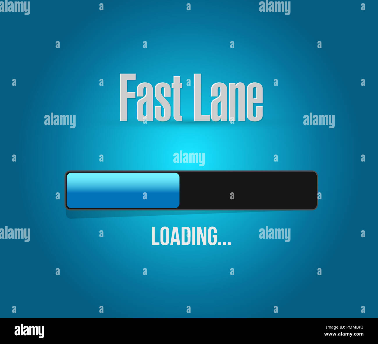 Fast lane Loading bar message concept illustration isolated over a blue ...