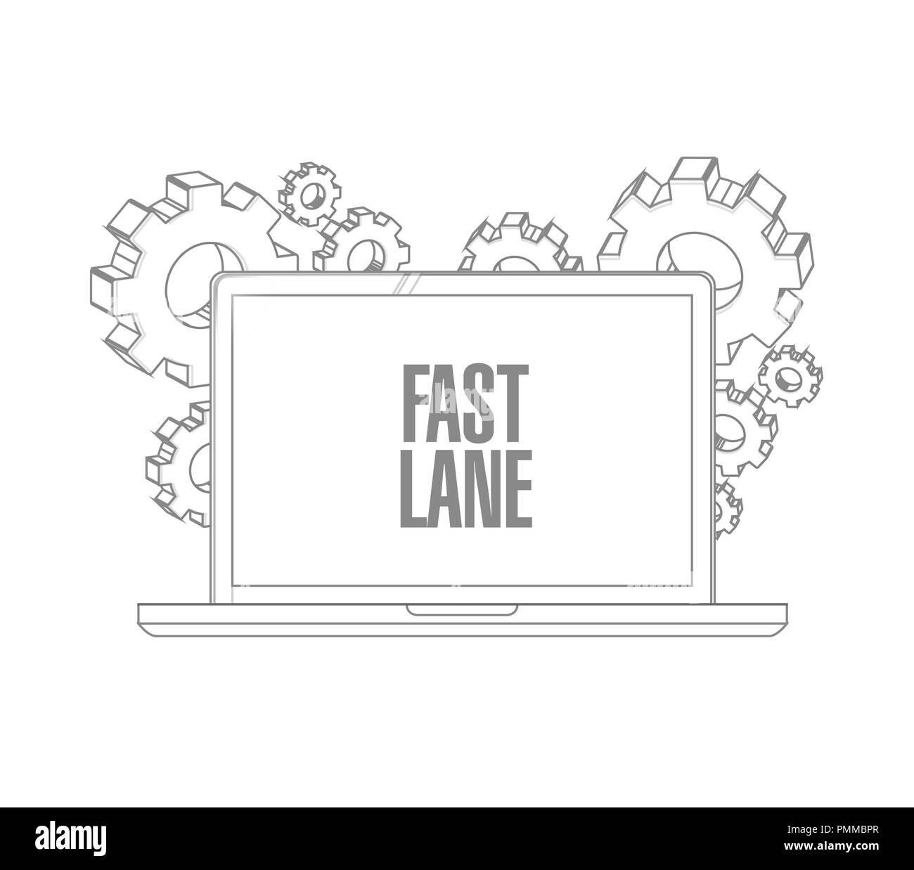 Fast lane Computer message illustration isolated over a white ...