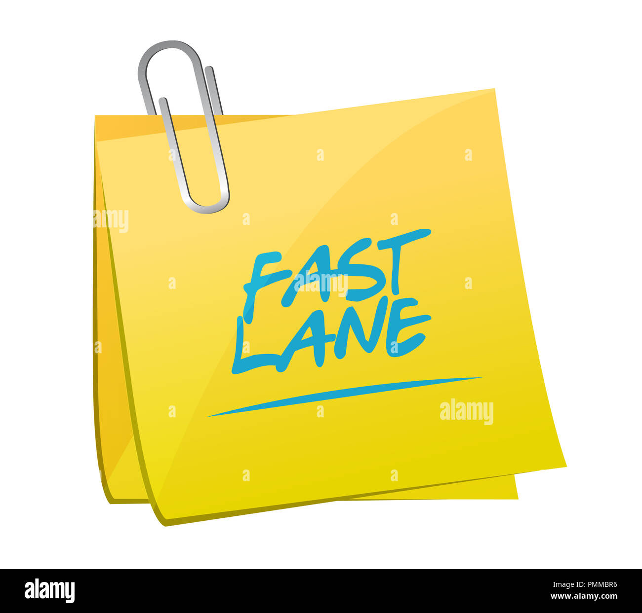 Fast lane post it message concept illustration isolated over a white ...