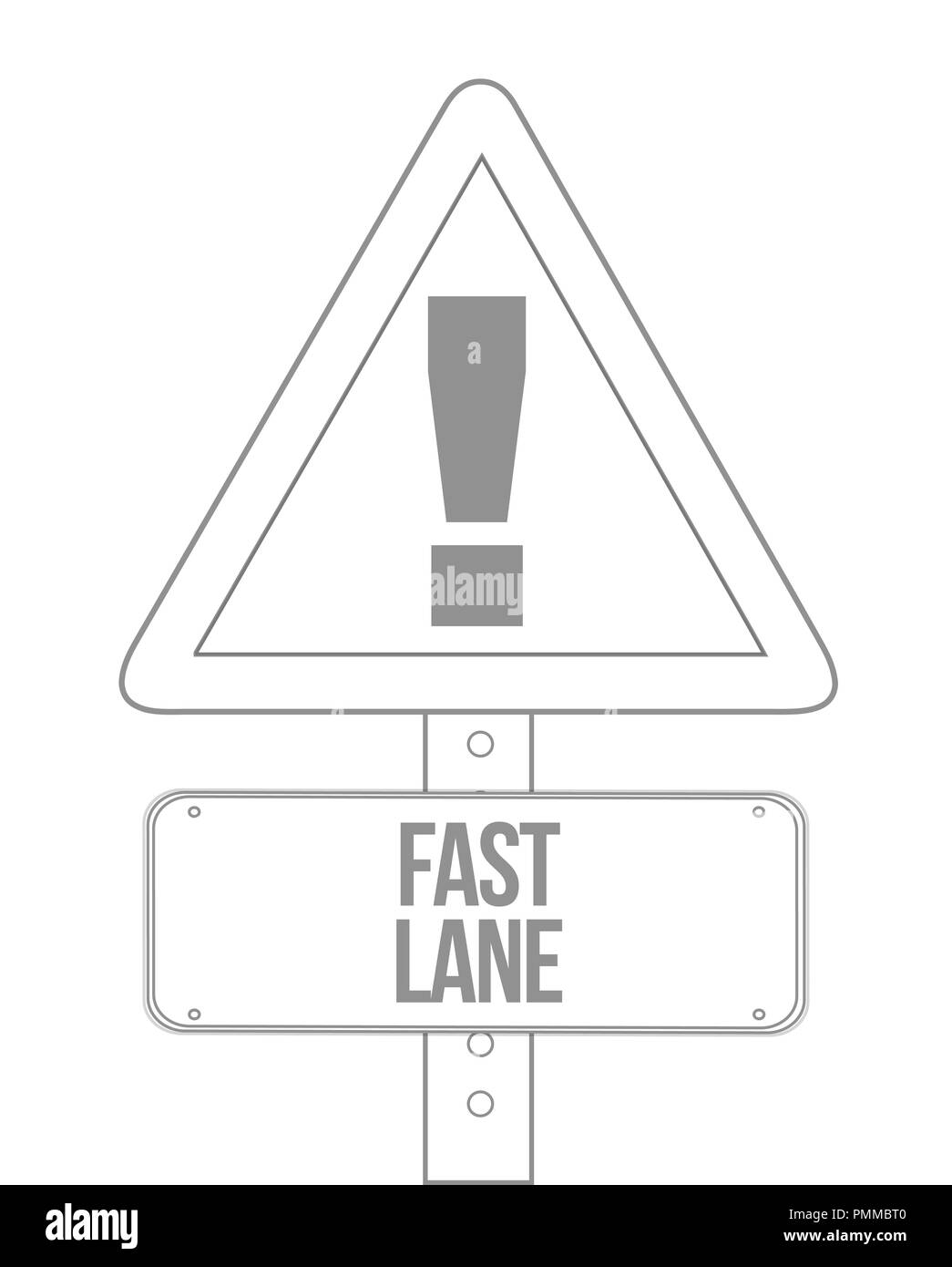 Fast lane warning sign message concept illustration isolated over a ...