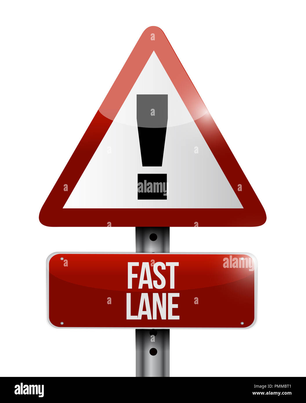 Fast lane warning sign message concept illustration isolated over a ...