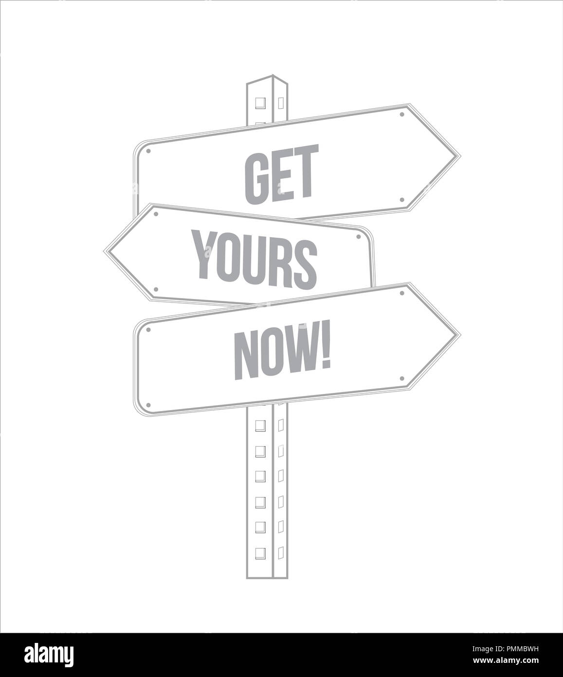 get yours now multiple destination line street sign isolated over a ...