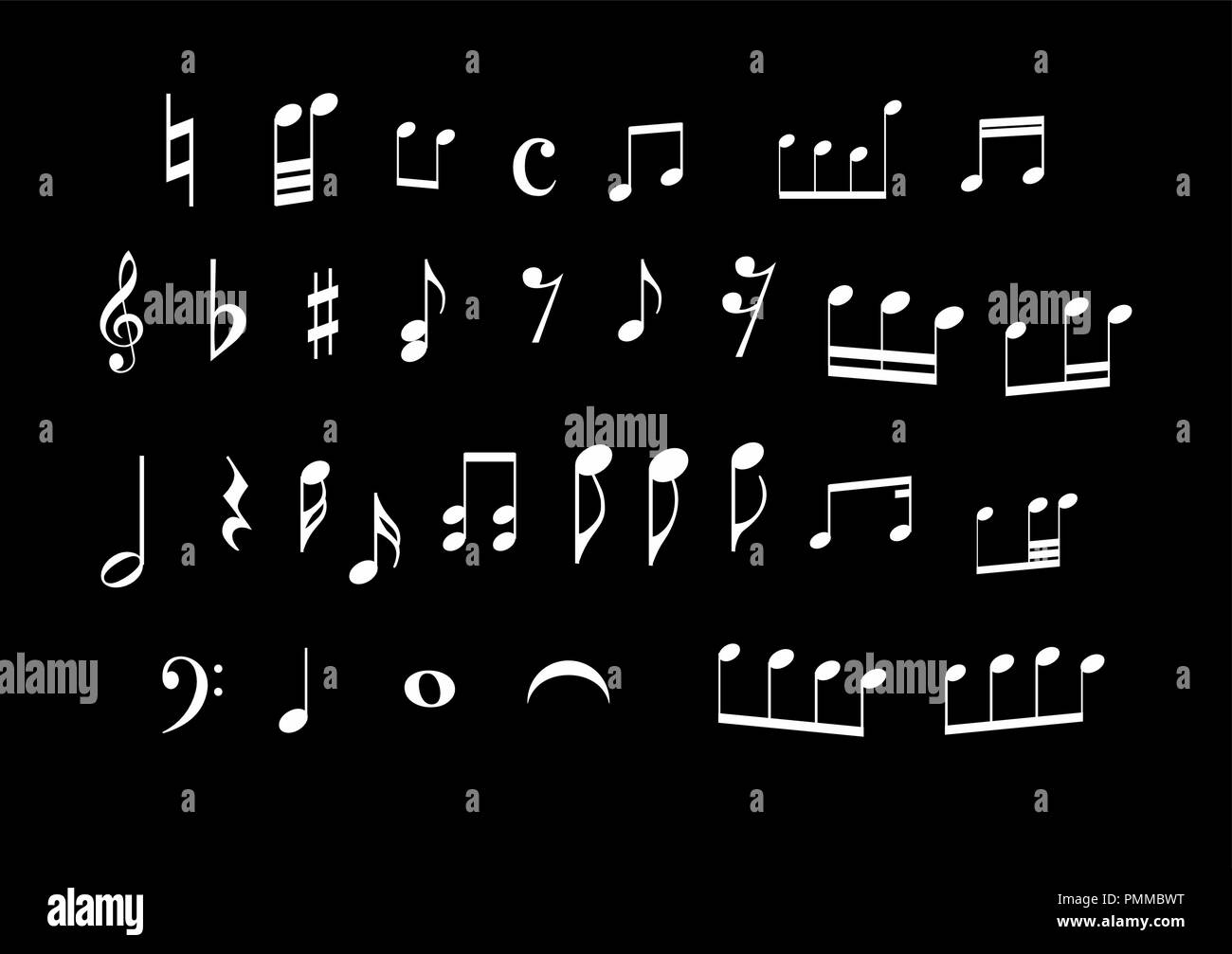 Illustration of a set of musical notes on dark background Stock Vector ...
