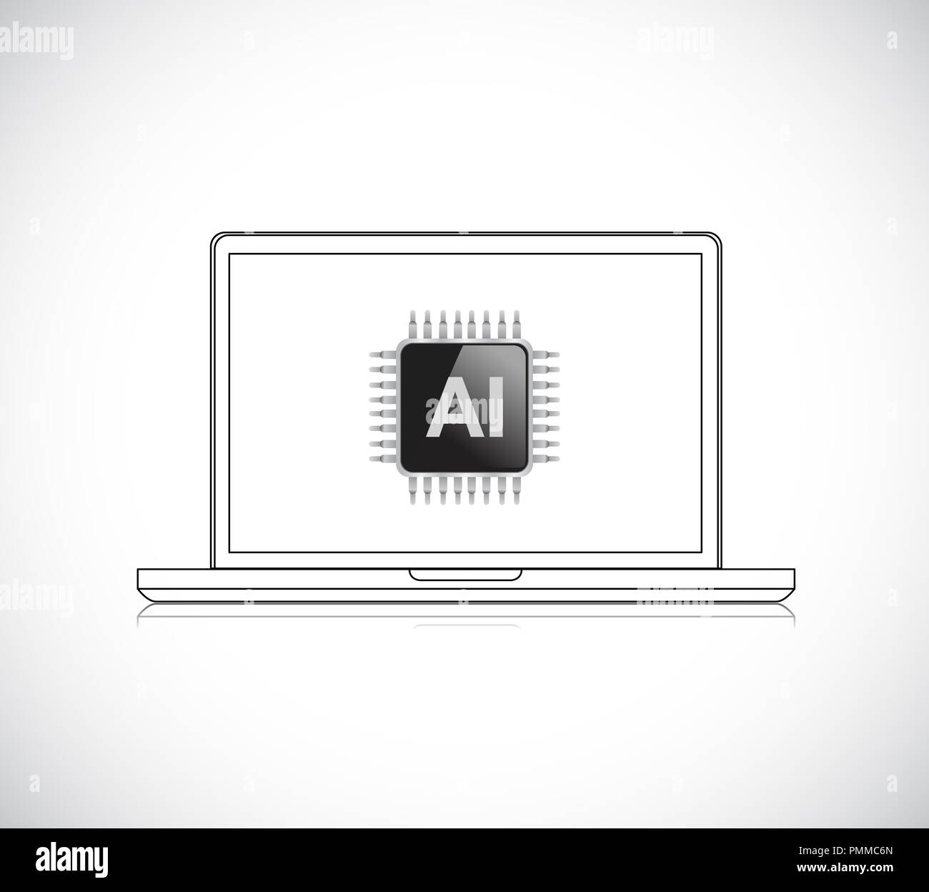 Processor with AI and computer. Vector Illustration. isolated over ...