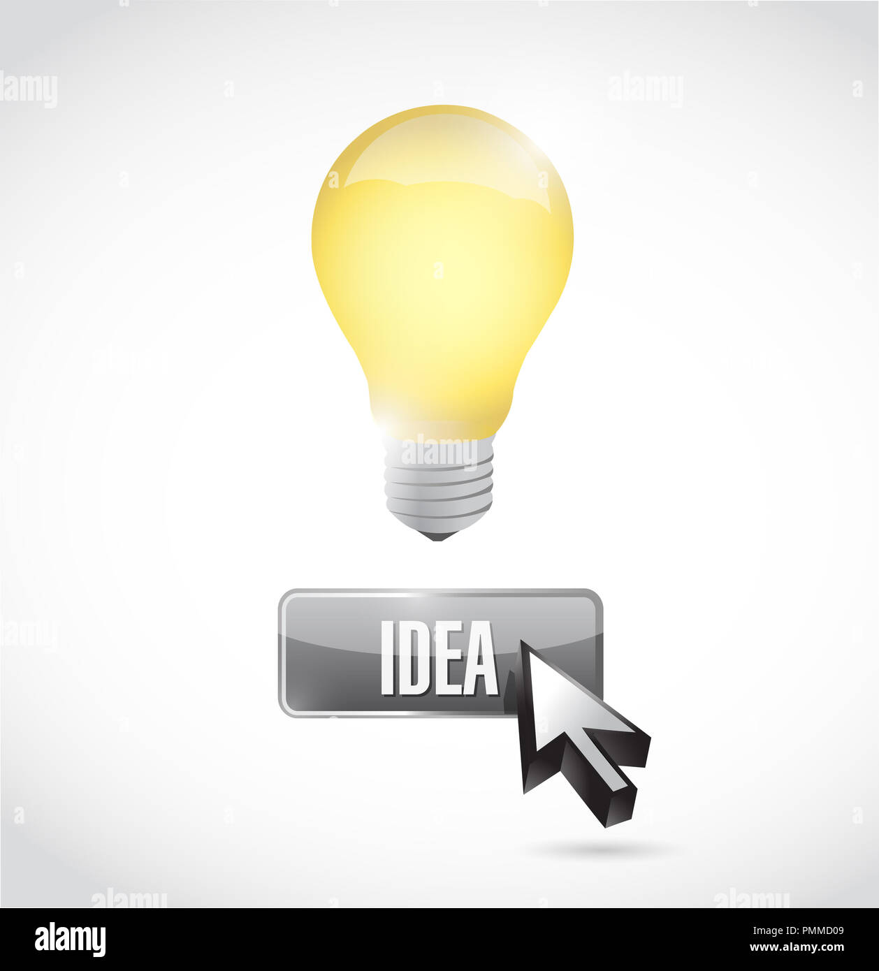 light bulb idea button and cursor. Vector Illustration. isolated over a ...