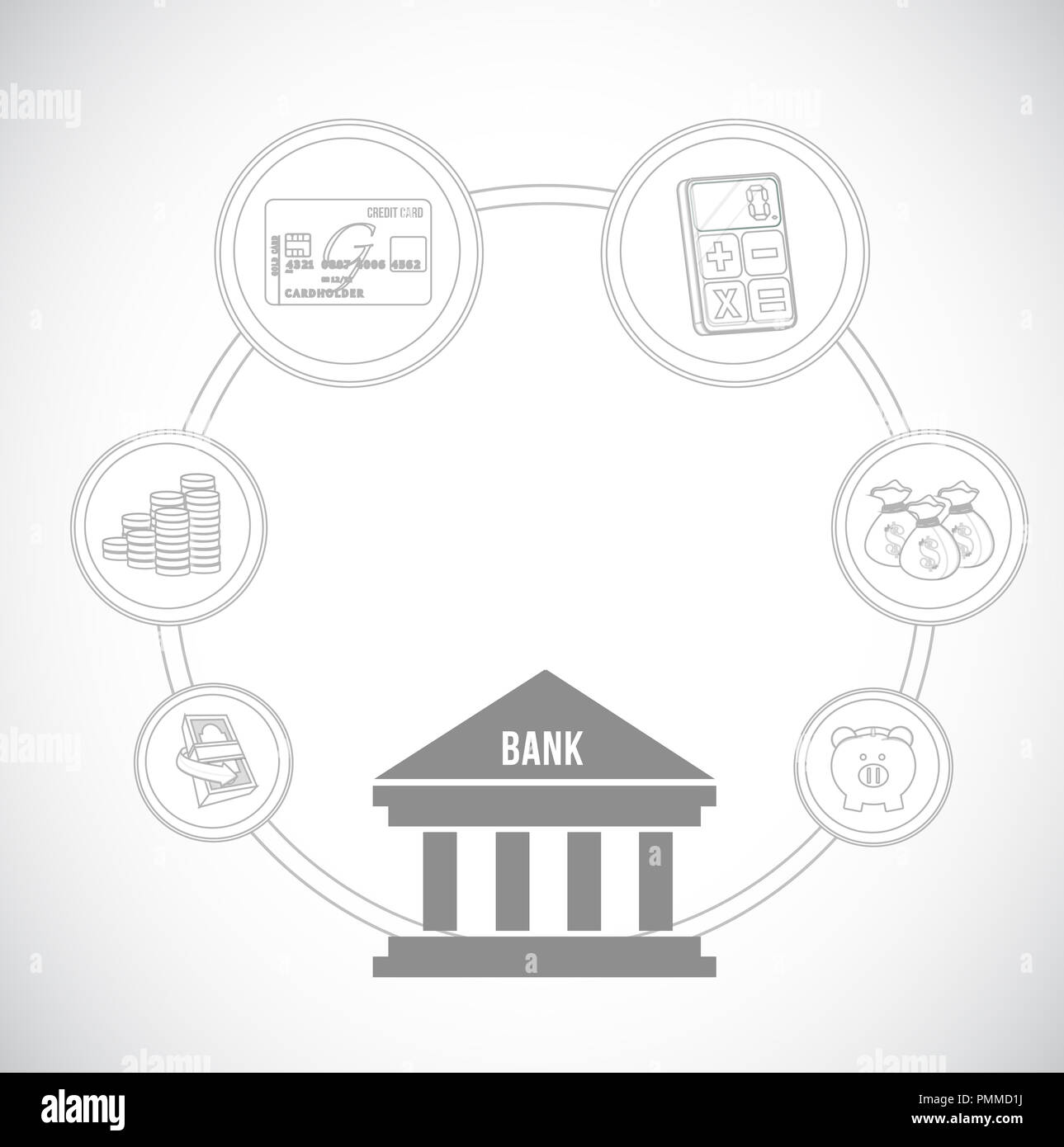 banking concept icons. Vector Illustration. isolated over a white ...