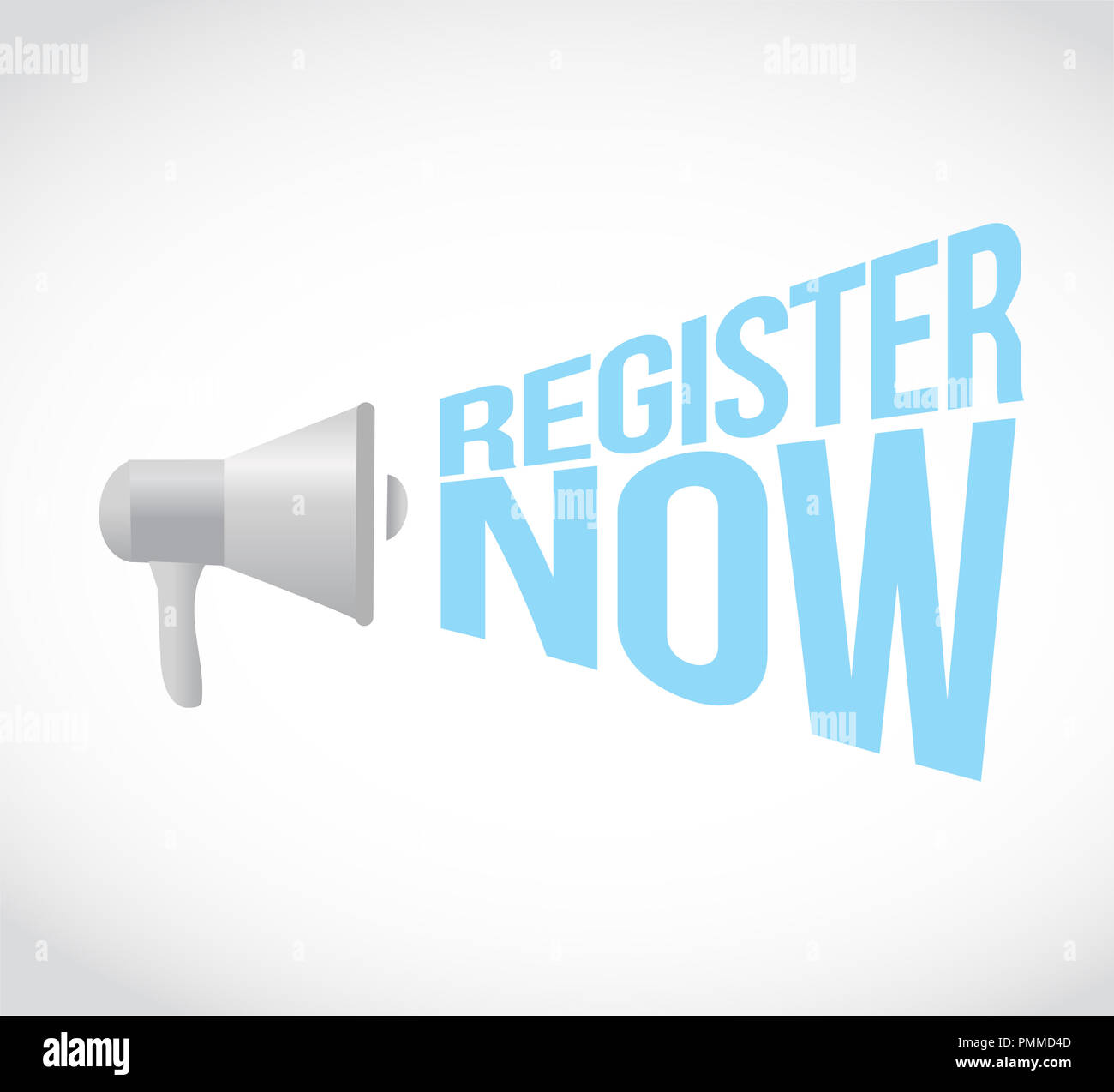 register now megaphone message vector illustration. isolated over a ...