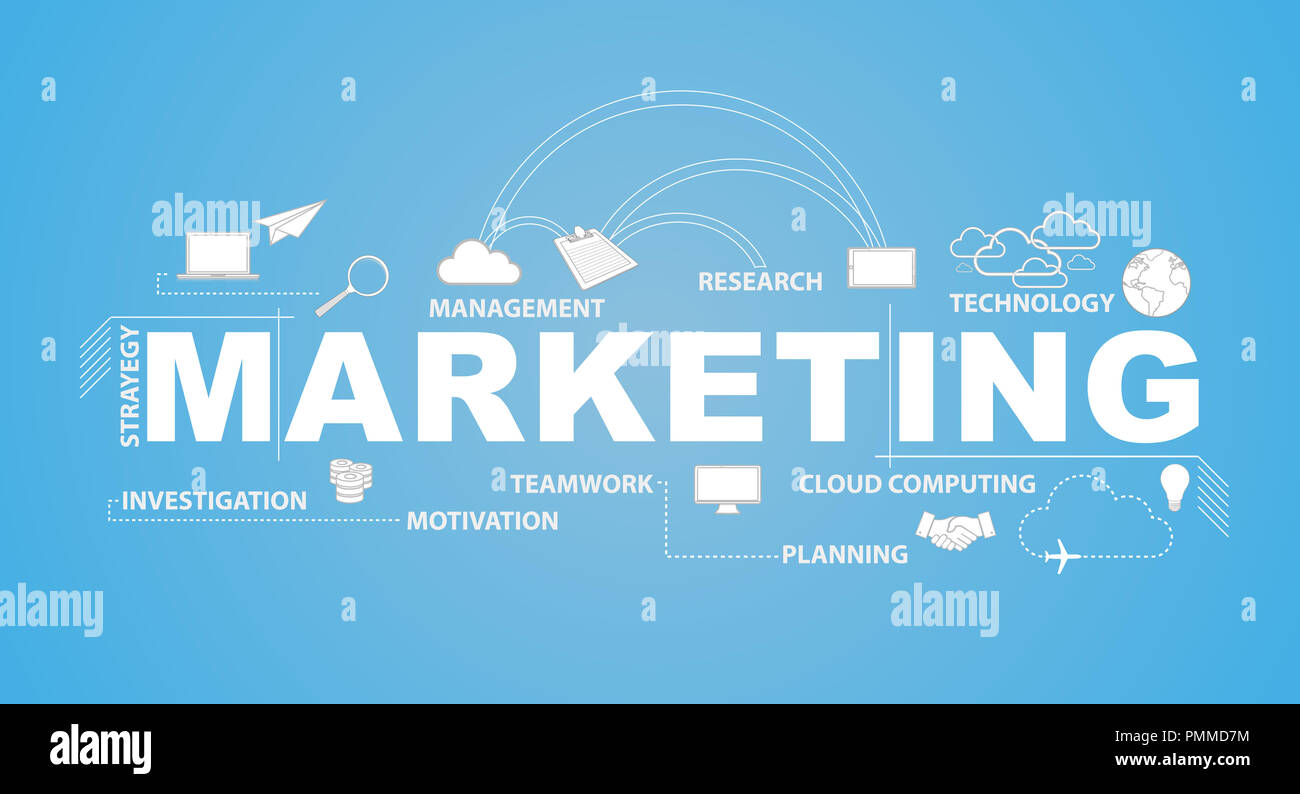 marketing text and infographic illustration over a blue background ...