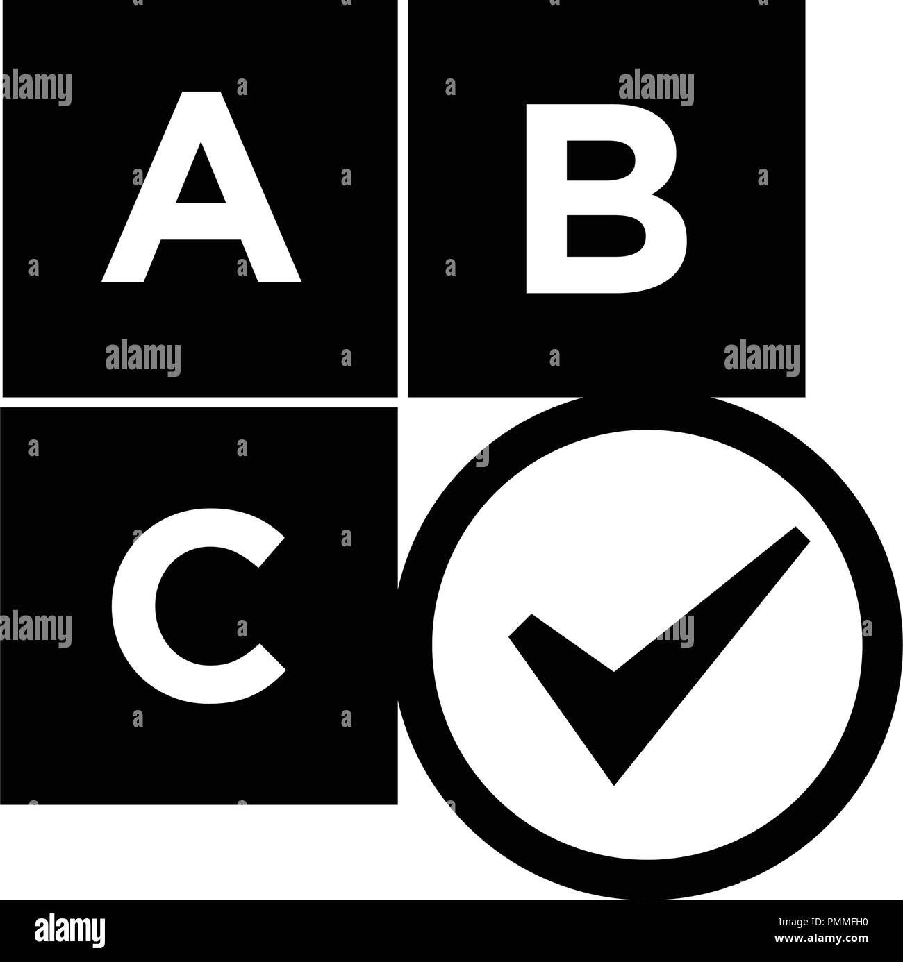 Education A B C check mark icon black Stock Vector Image & Art - Alamy