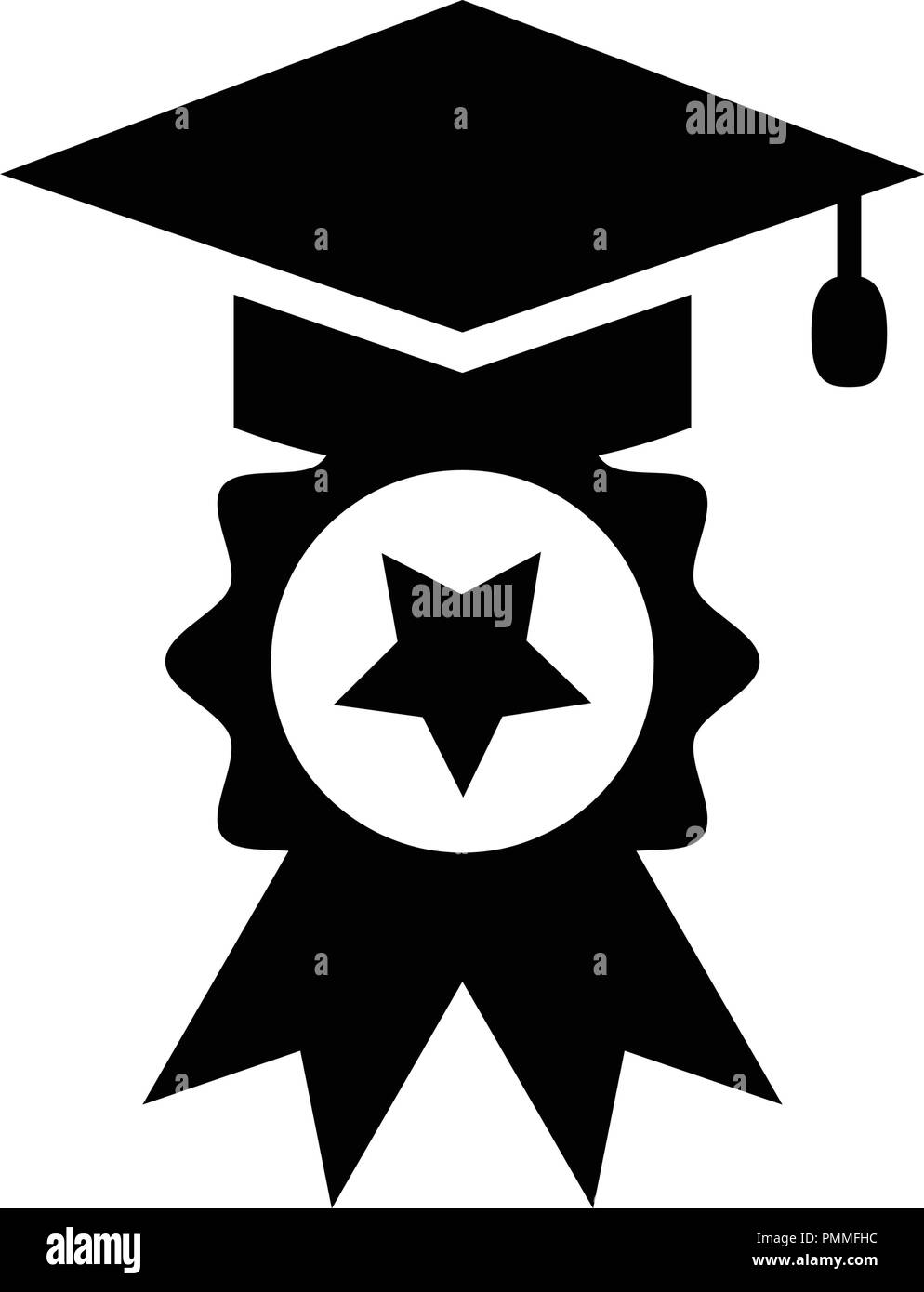 Graduation achievement award ribbons icon - education Graduation cap ...