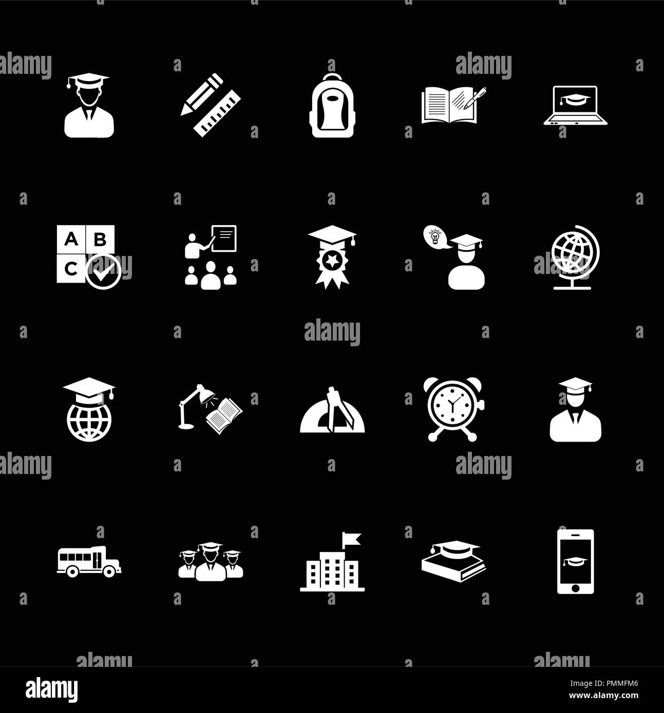 Education icons set vector white Stock Vector Image & Art - Alamy