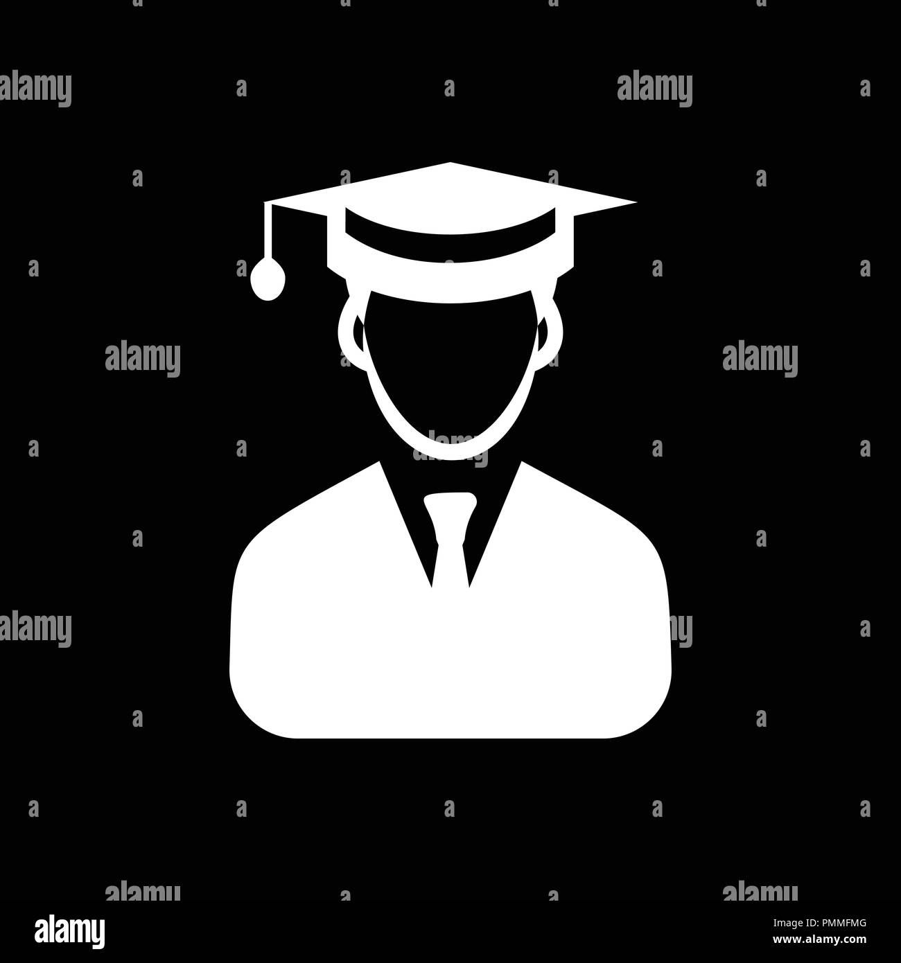 Graduate man icon vector white Stock Vector Image & Art - Alamy