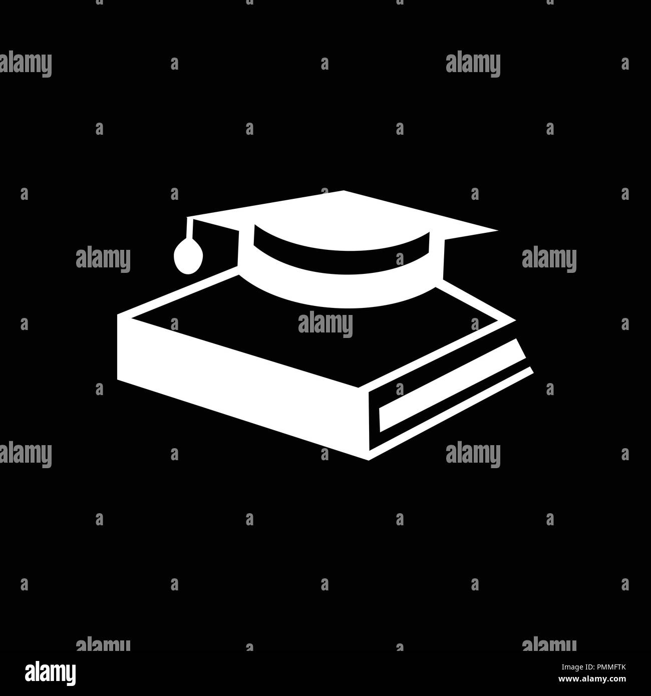 Book with graduation cap - education icon, academic university hat ...