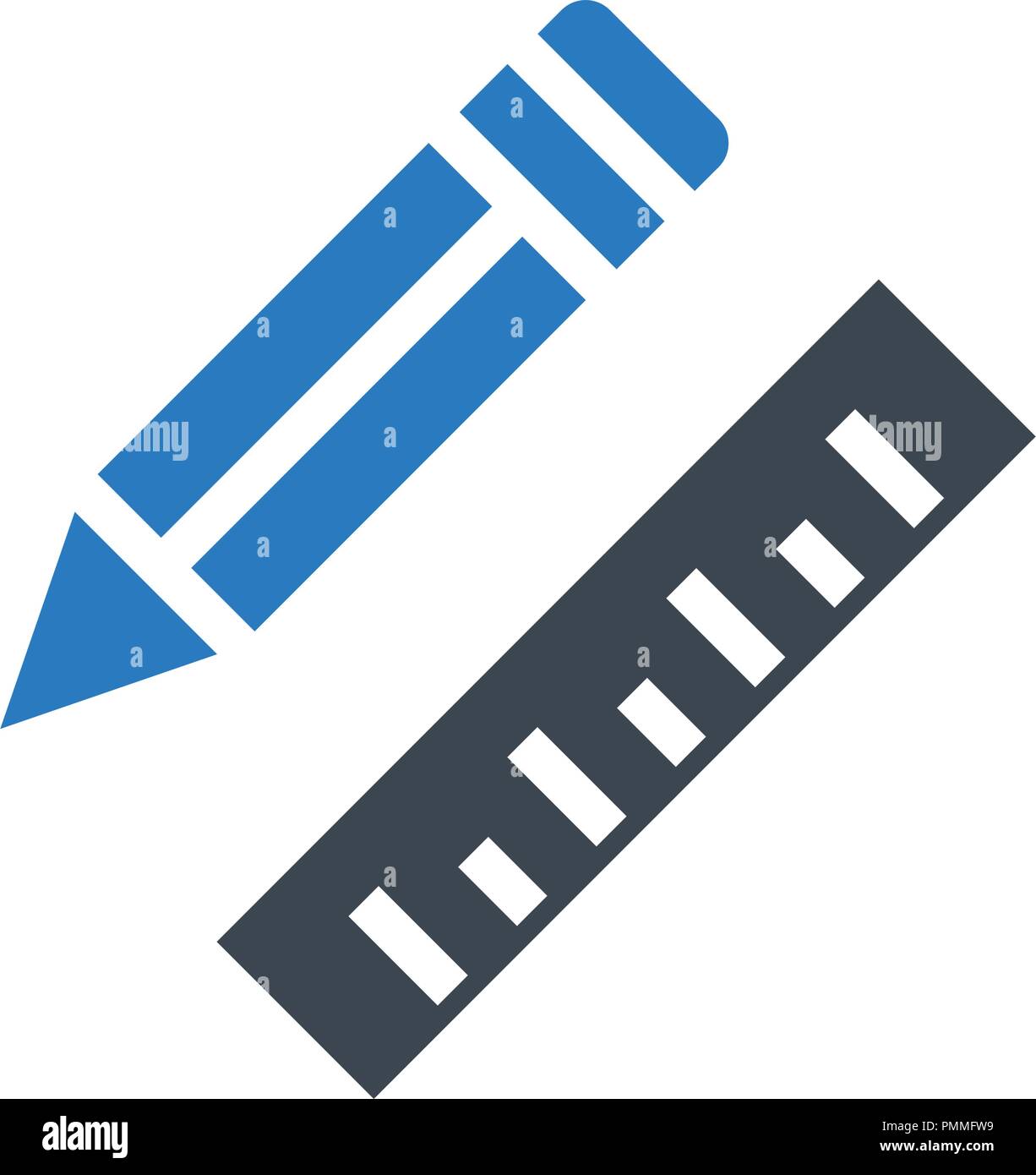 Pencil and ruler icon vector blue Stock Vector Image & Art - Alamy