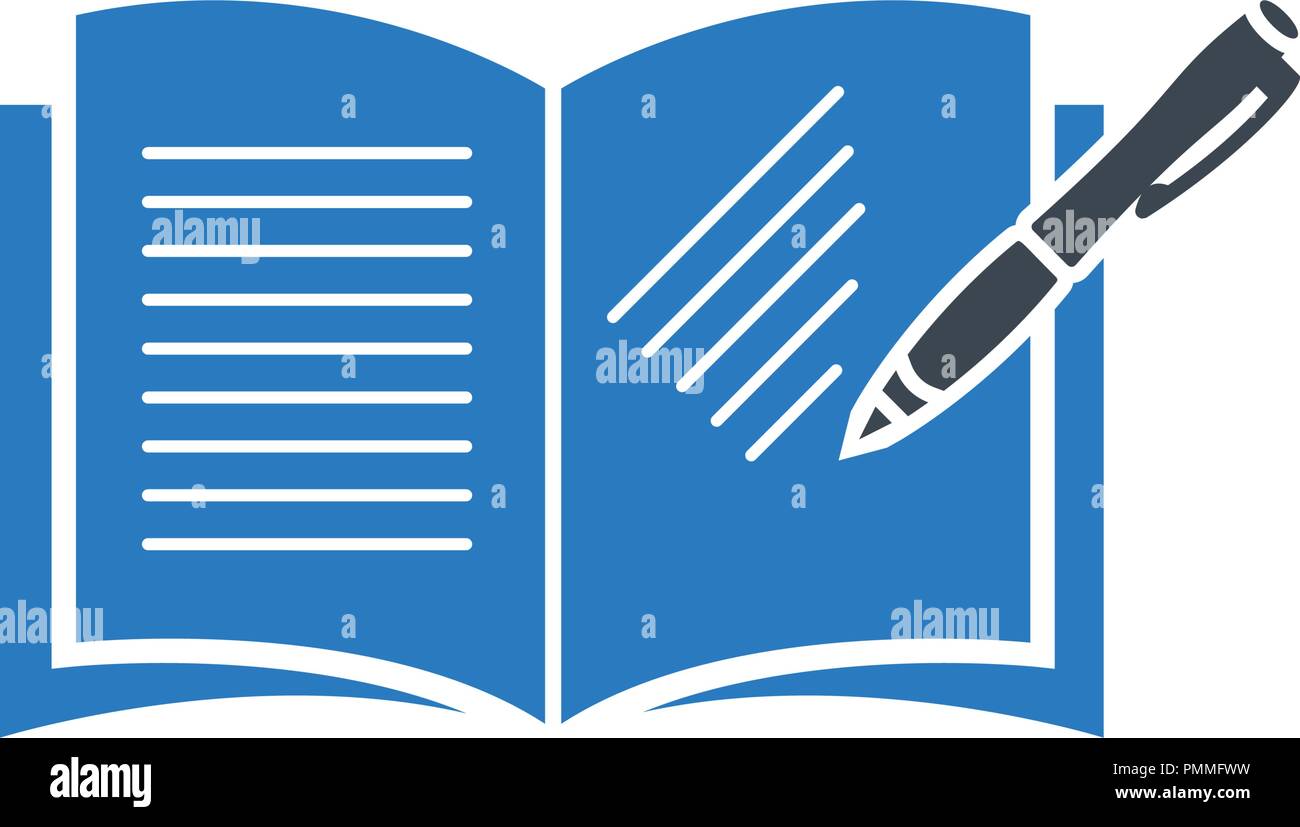 Book with pen icon - Vector blue Stock Vector Image & Art - Alamy