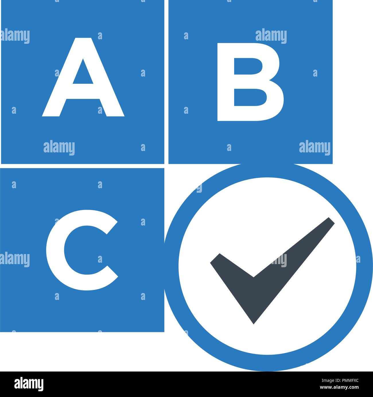 Education A B C check mark icon blue Stock Vector Image & Art - Alamy