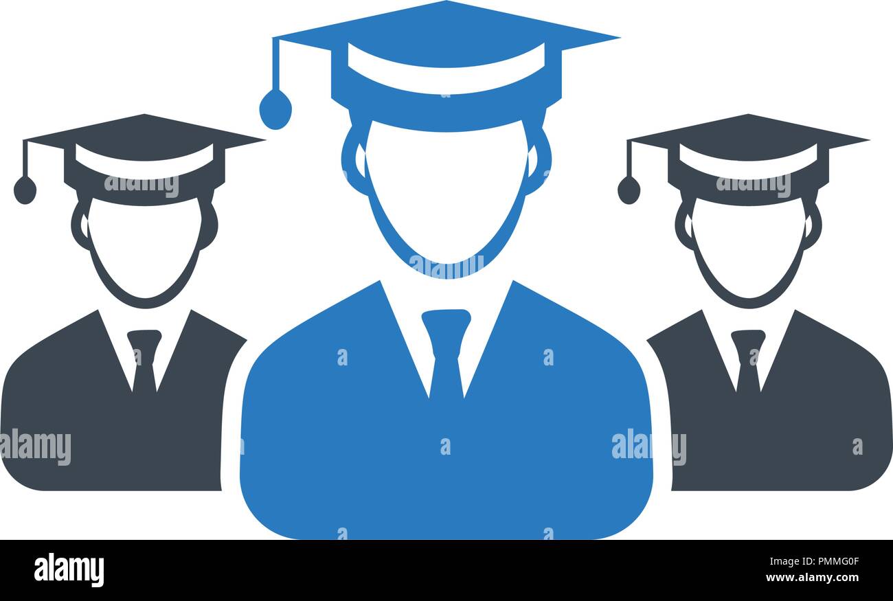 Graduate Student Team Icon - The male symbol with cap blue Stock Vector ...
