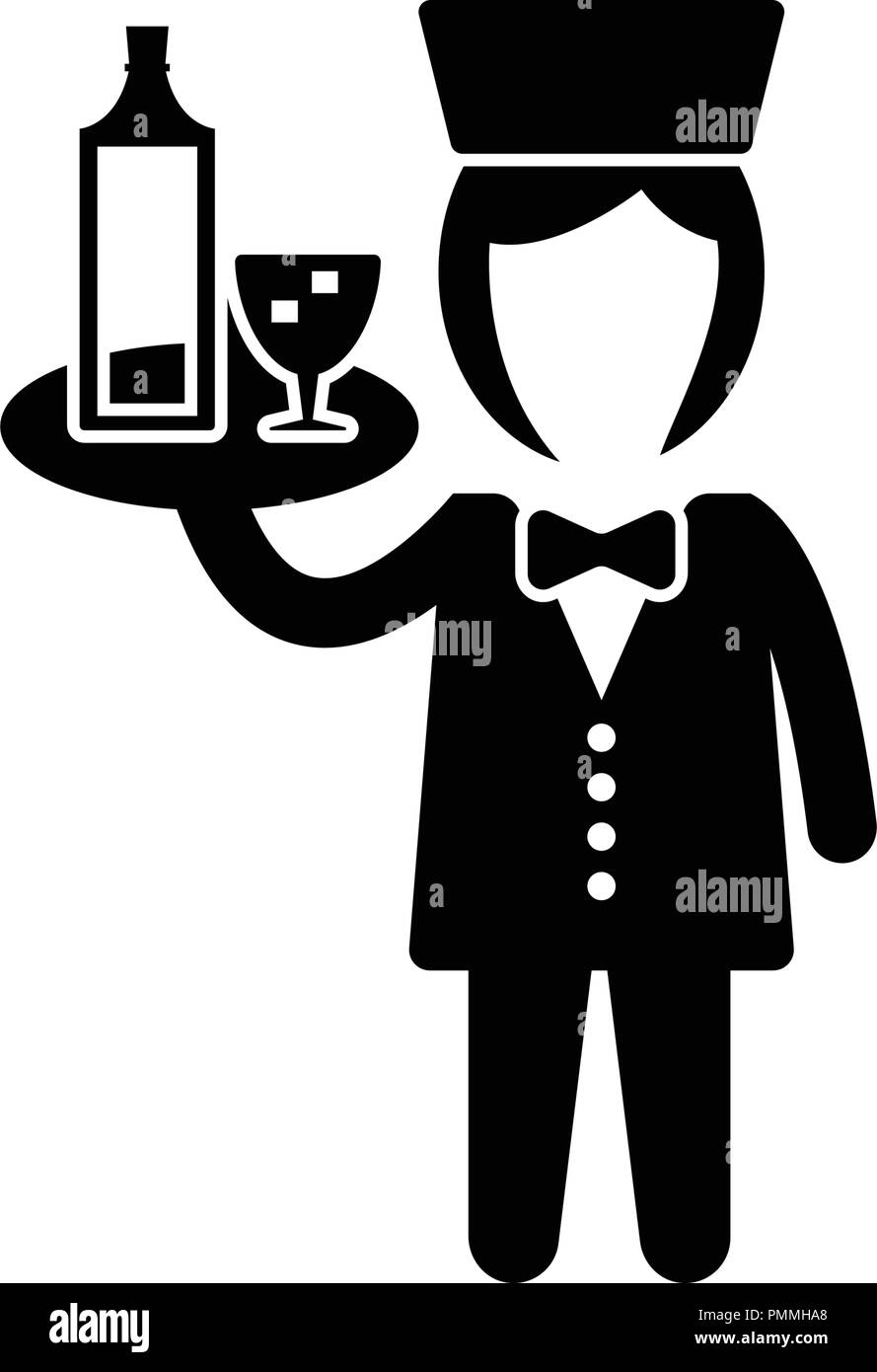 The girl is serving food - food serve vector icon black Stock Vector ...