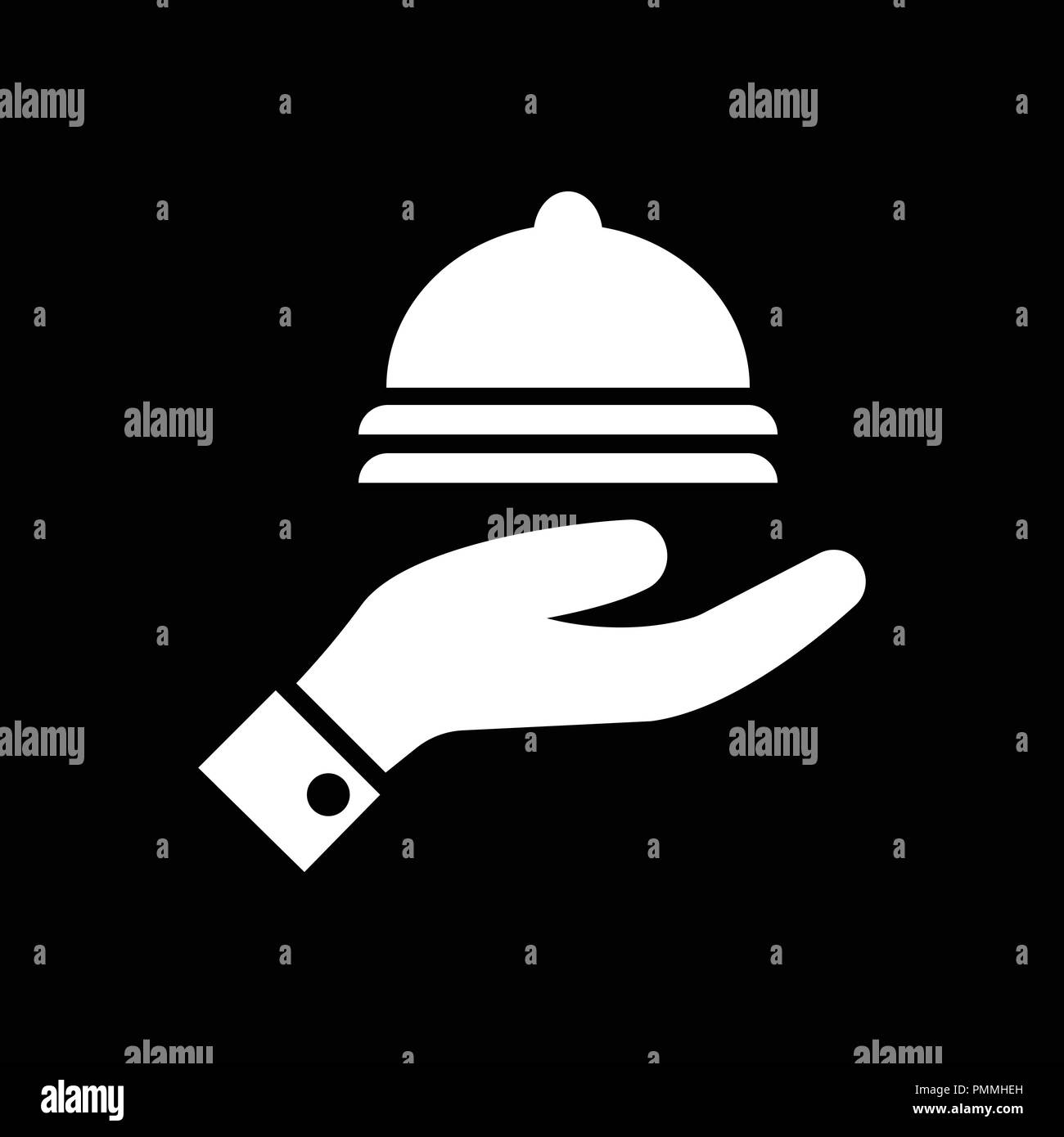 Serve food - icon vector white Stock Vector Image & Art - Alamy