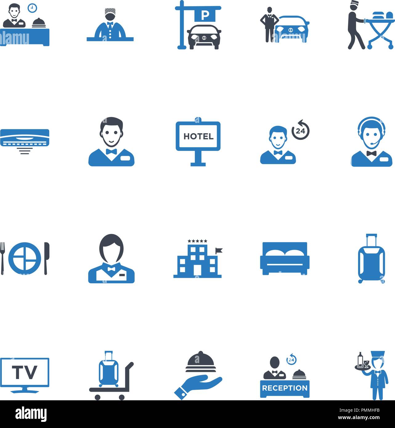 Hotel service icons set vector blue Stock Vector Image & Art - Alamy