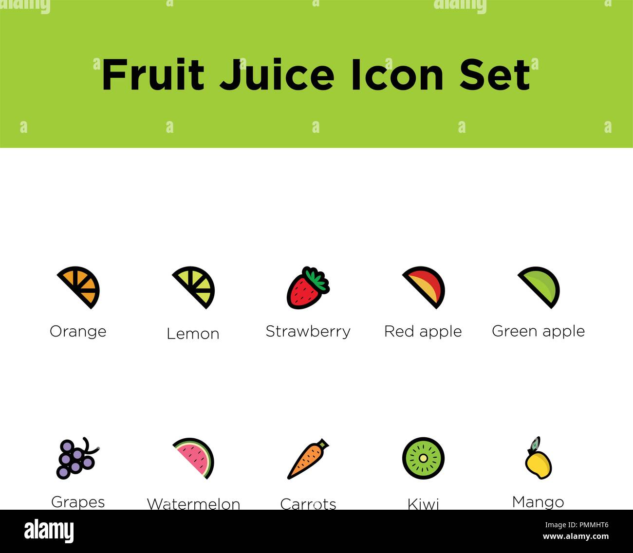 Set of fruit icons vector - illustration Stock Vector Image & Art - Alamy