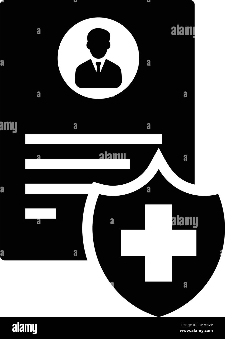 Identification document, medical insurance document icon vector black ...