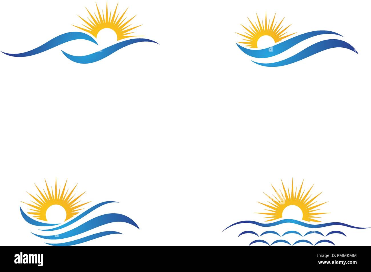 Sun With Water wave icon vector illustration design logo template Stock ...