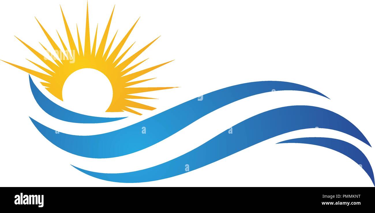 Sun With Water wave icon vector illustration design logo template Stock ...
