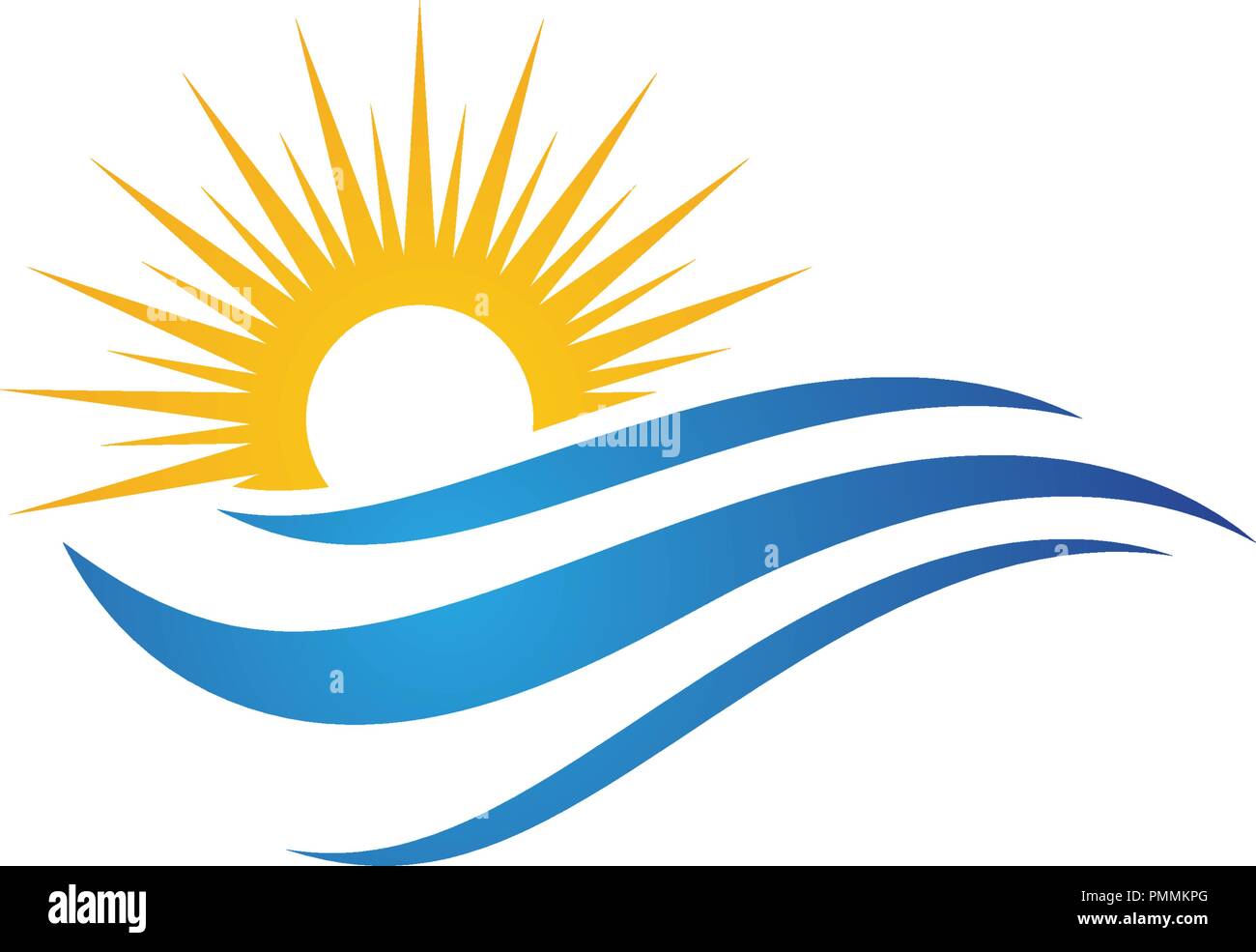 Sun With Water wave icon vector illustration design logo template Stock ...