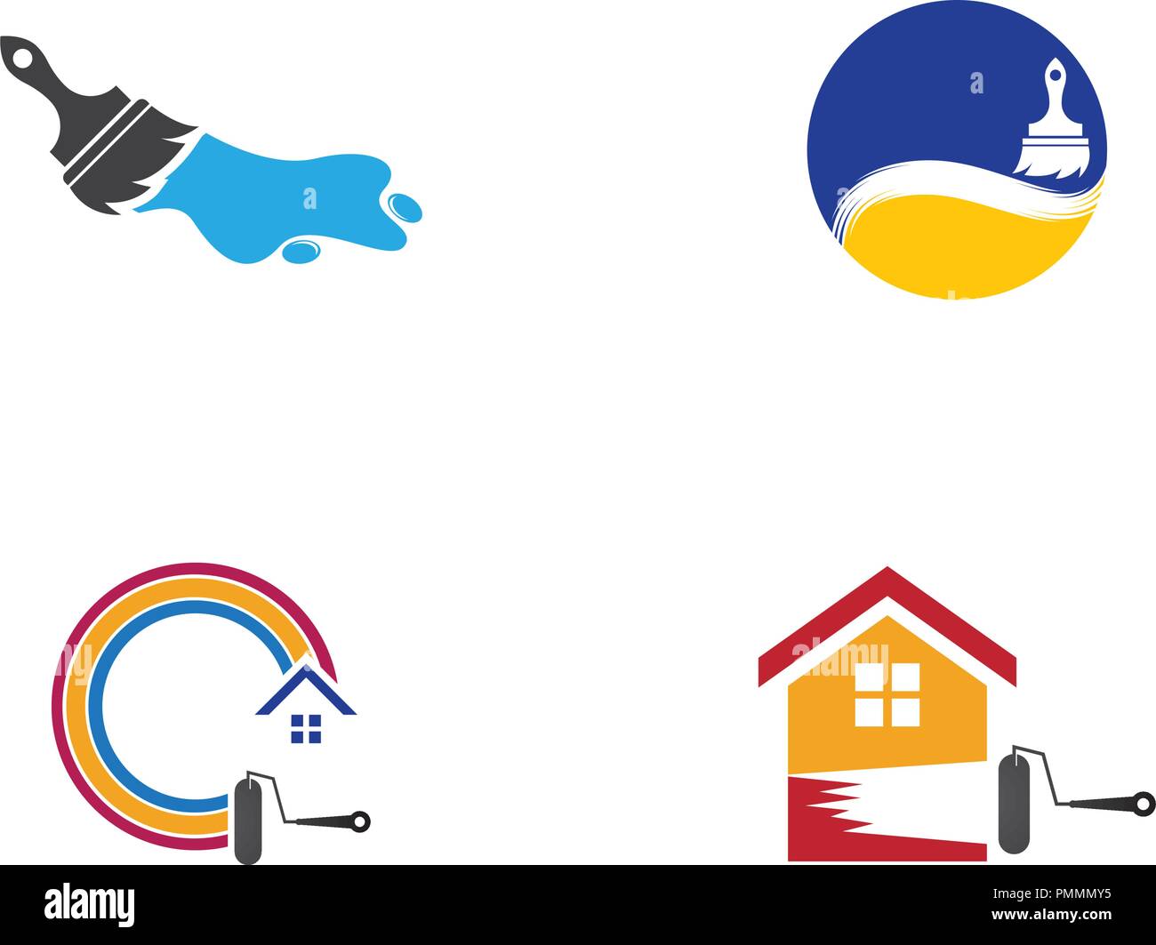 Paint roller paintbrush vector Cut Out Stock Images & Pictures - Alamy