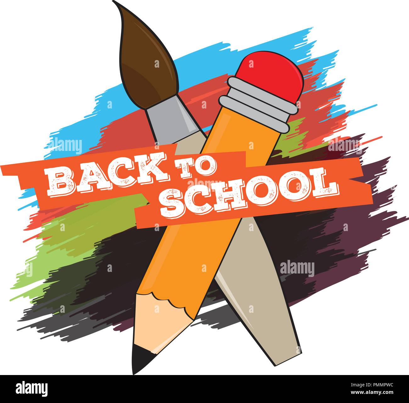 Pencil and brush. Back to school concept image Stock Vector Image & Art ...