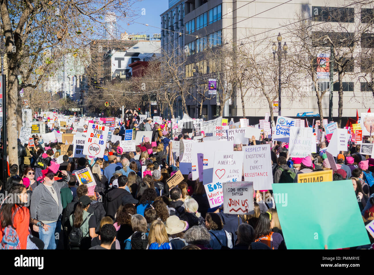 Signs at womens march hi-res stock photography and images - Alamy