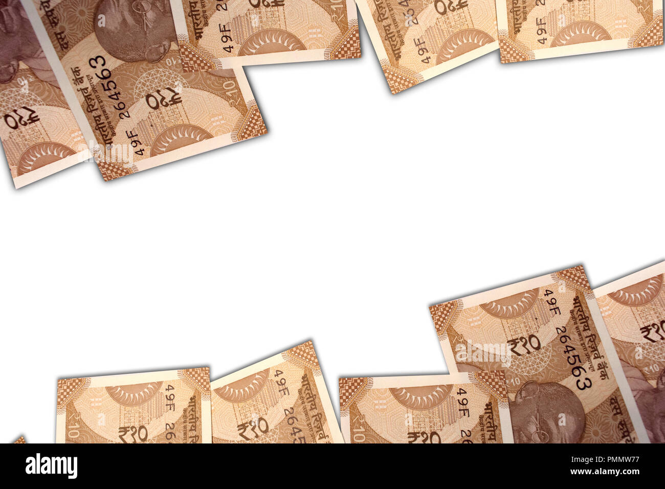 New Indian 10 rupee notes on white isolated background Stock Photo - Alamy