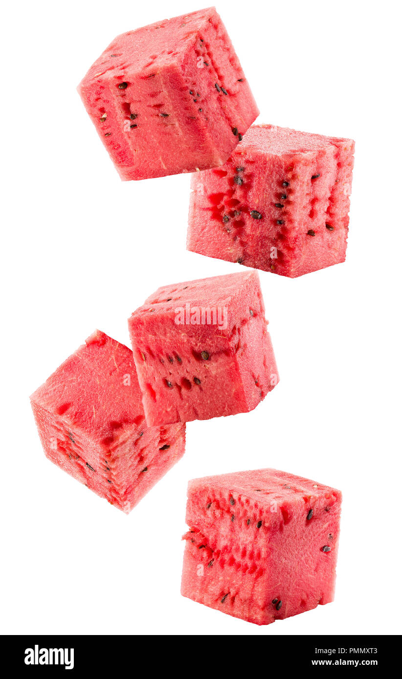 watermelon cubes isolated on a white background Stock Photo - Alamy