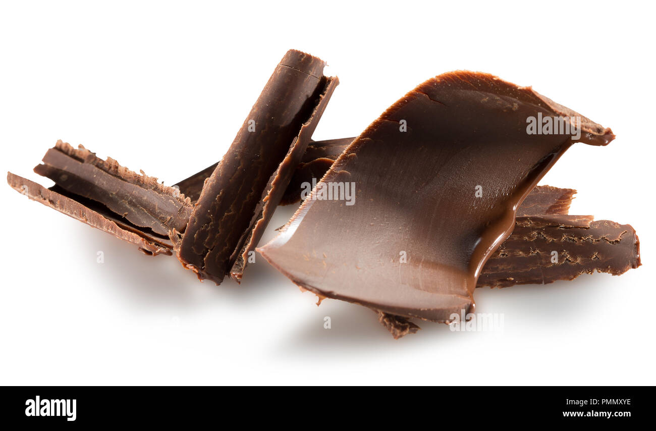 chocolate flakes isolated on a white background Stock Photo - Alamy