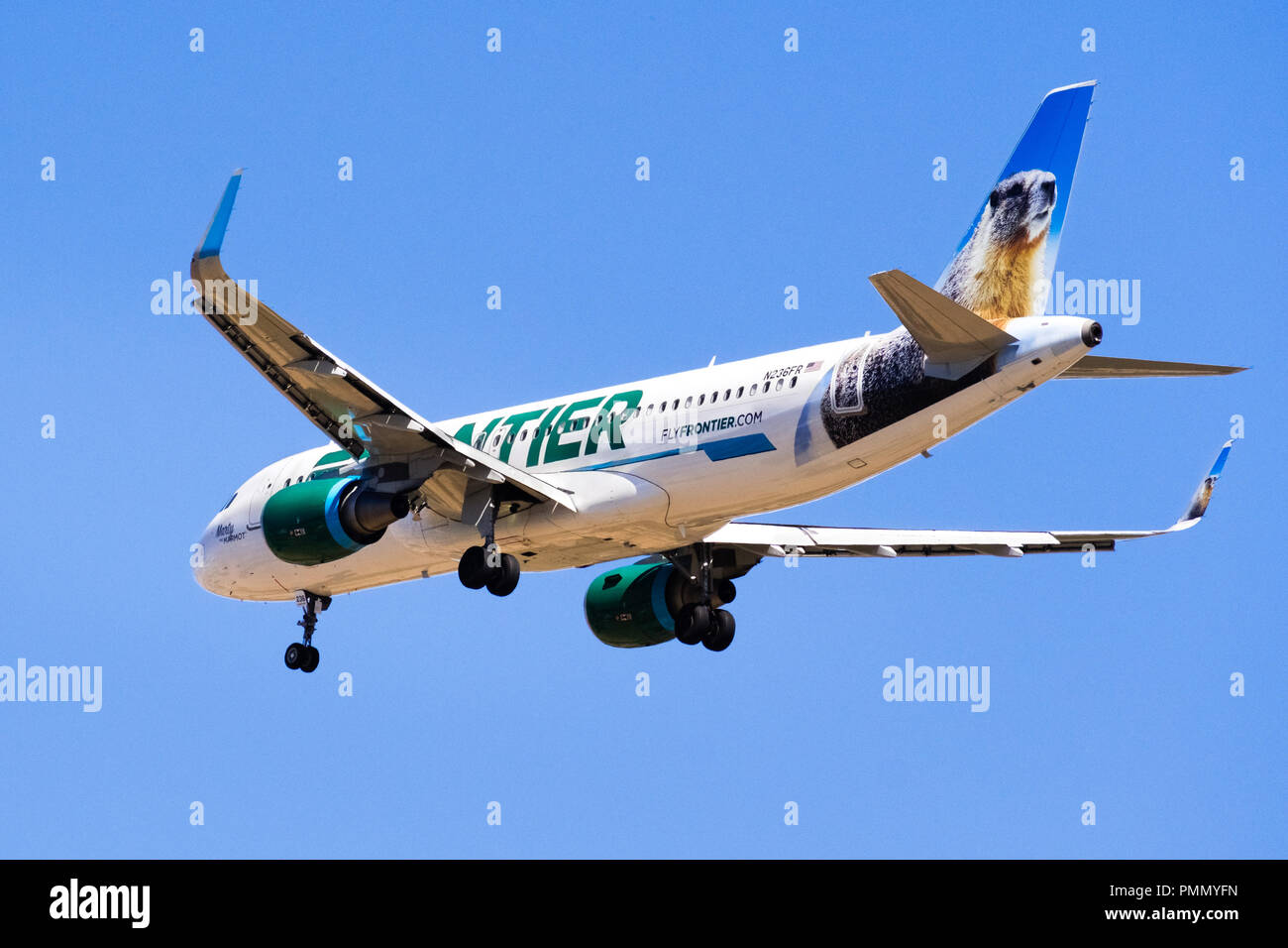 September 11, 2018 San Jose / CA / USA - Flying Frontier Airlines ...