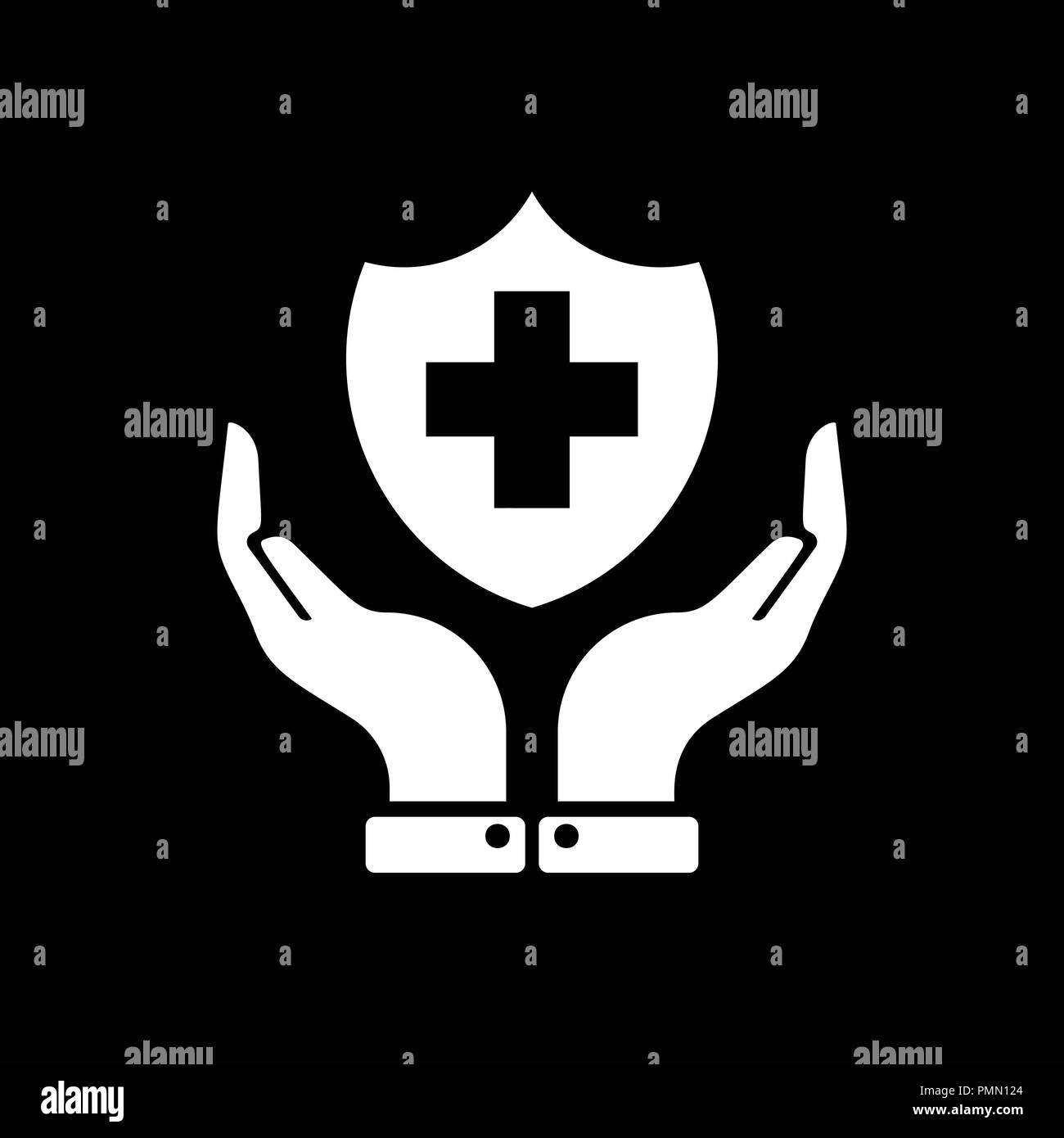 Medical health life insurance icon - glyph design vector white Stock ...