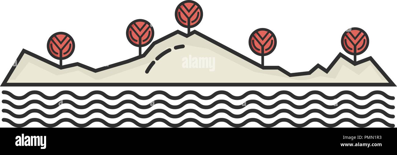 Mountain flat line colorful icons Stock Vector Image & Art - Alamy