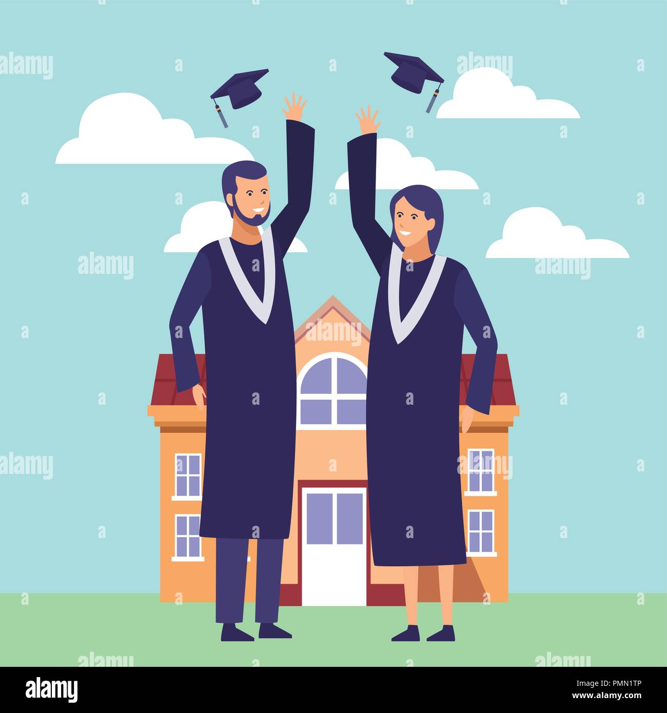 Students graduation cartoon Stock Vector Image & Art - Alamy