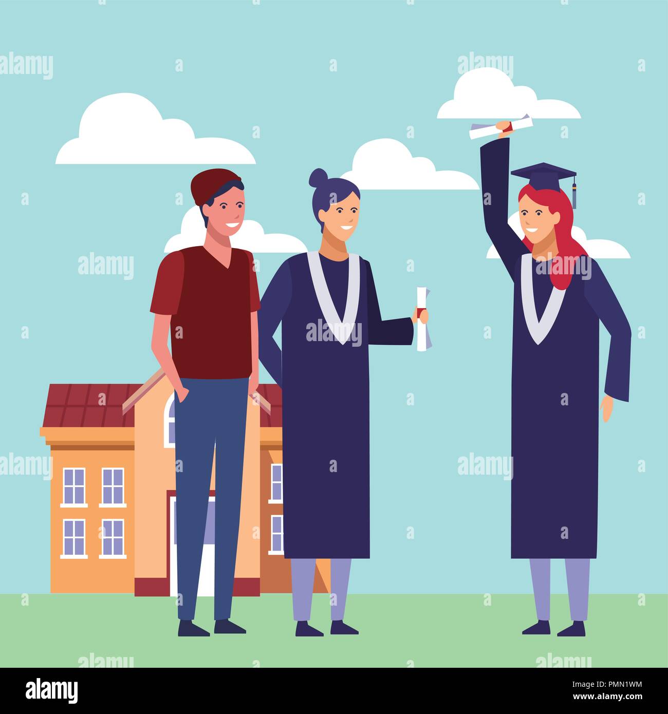 Students graduation cartoon Stock Vector Image & Art - Alamy