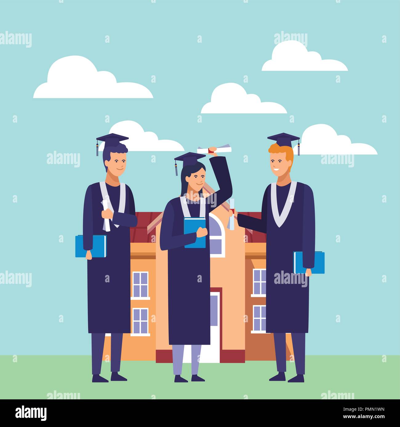 Students graduation cartoon Stock Vector Image & Art - Alamy