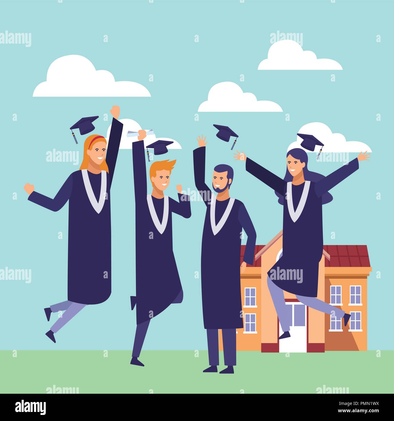 Students graduation cartoon Stock Vector Image & Art - Alamy