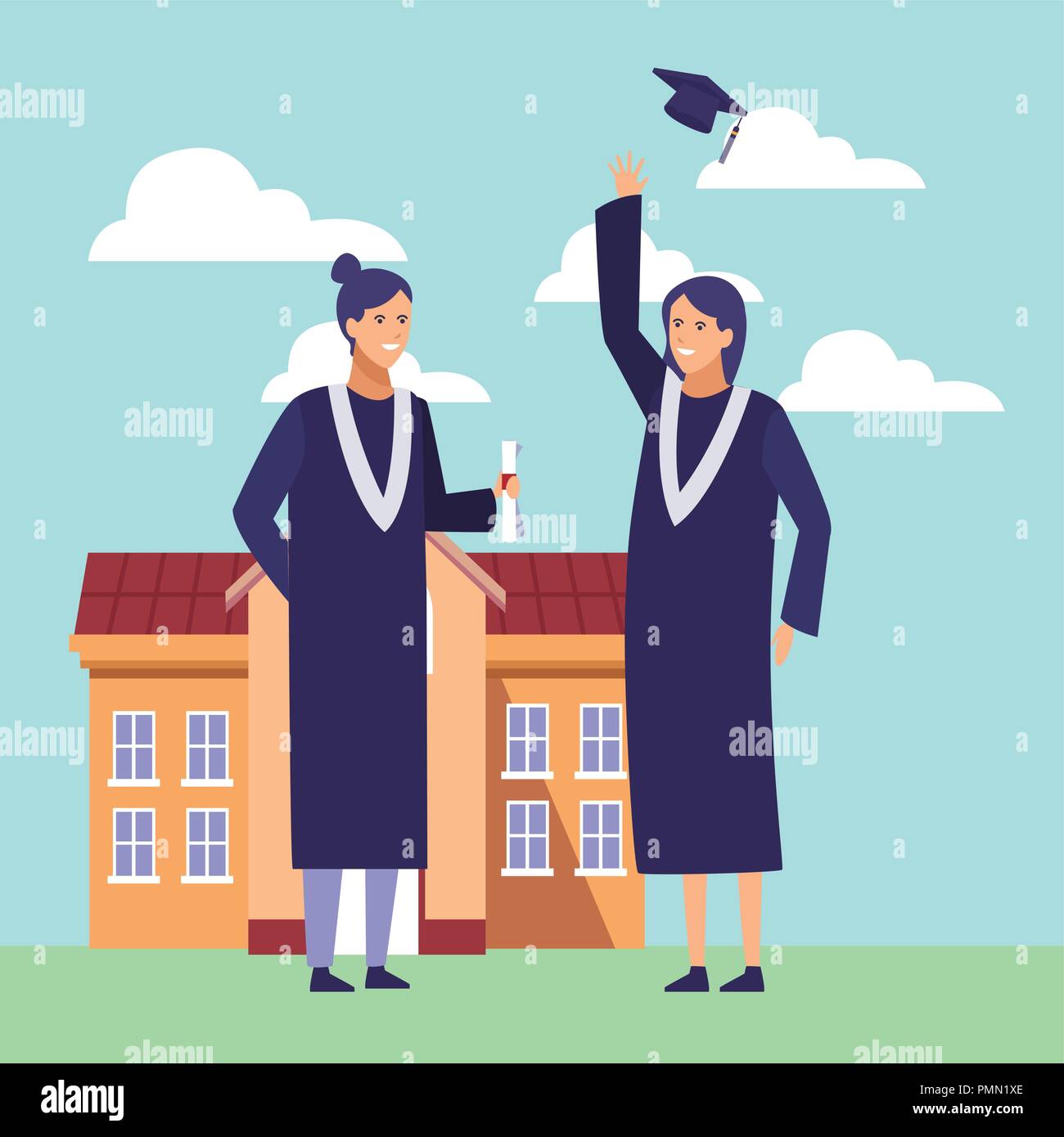 Students graduation cartoon Stock Vector Image & Art - Alamy