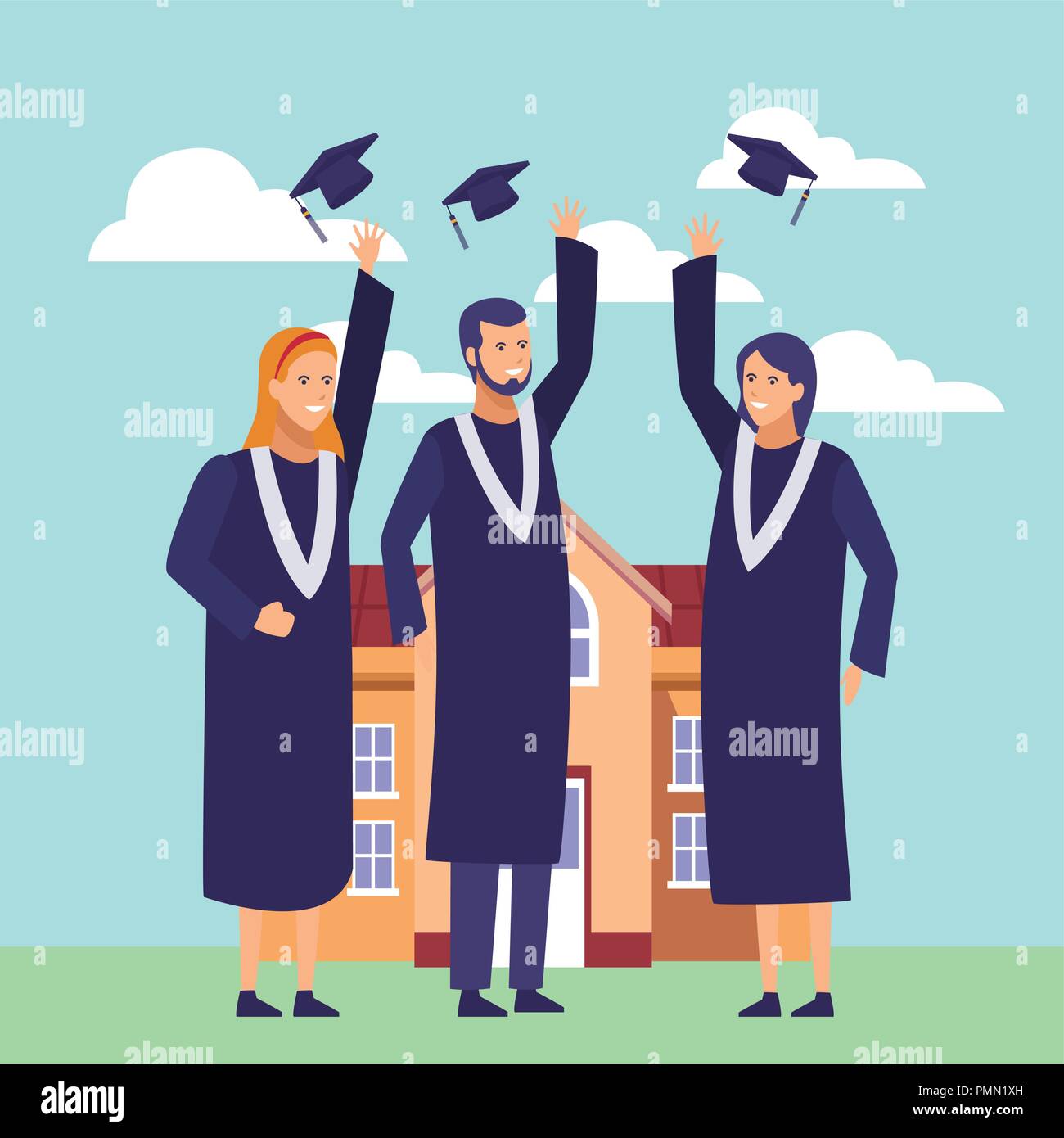 Cartoon Graduate Man Graduation Gown High Resolution Stock Photography ...