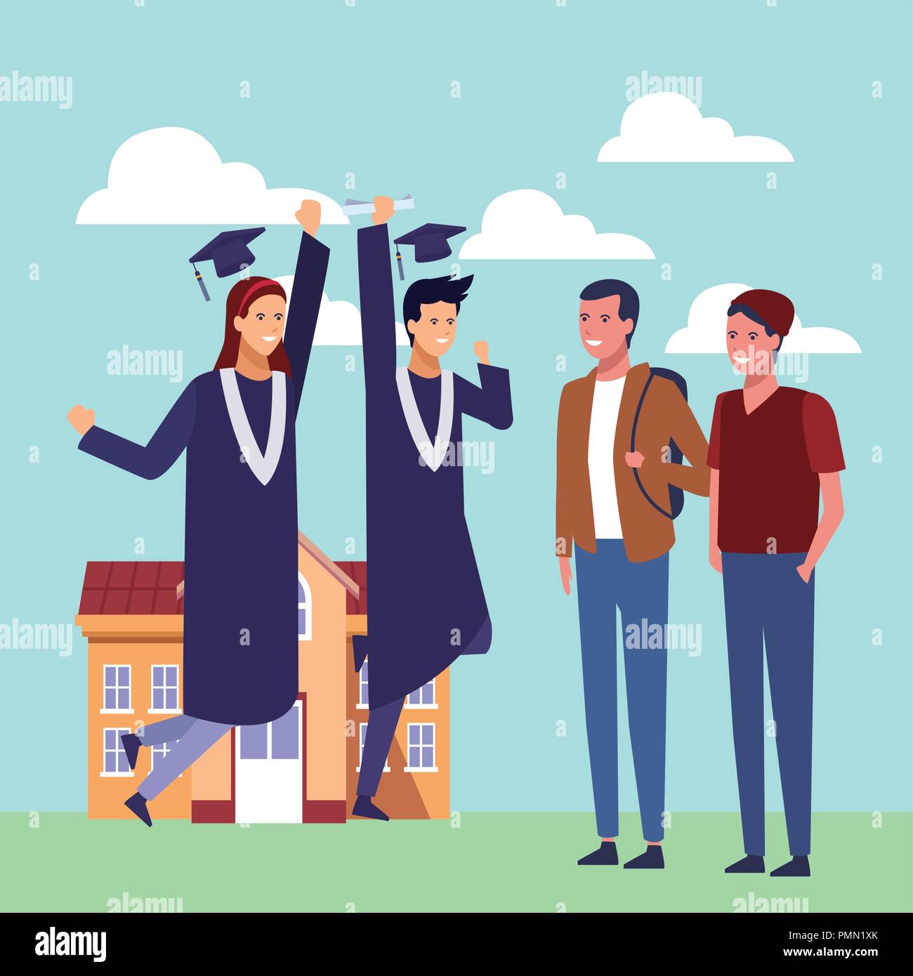 Students graduation cartoon Stock Vector Image & Art - Alamy