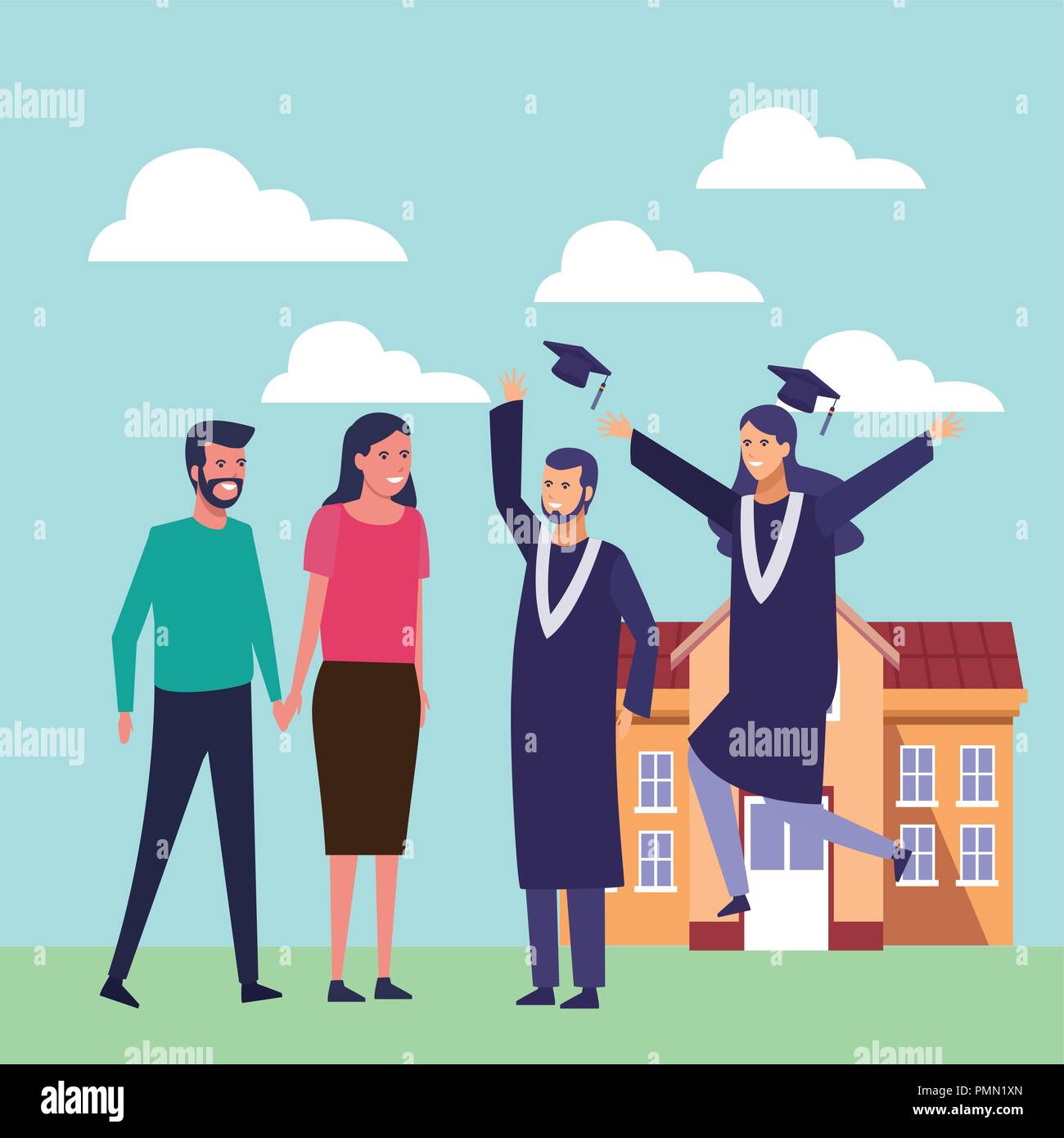 Students graduation cartoon Stock Vector Image & Art - Alamy